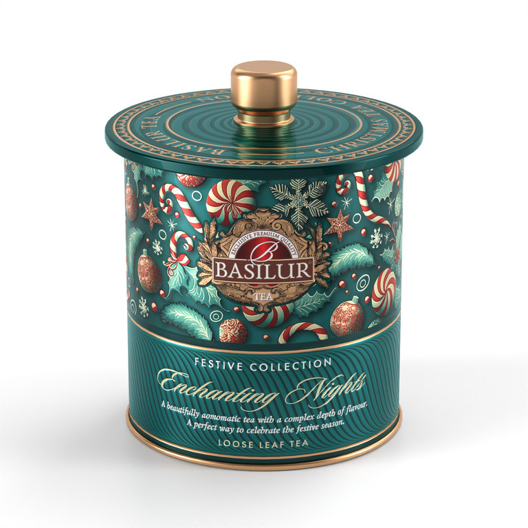 BASILUR Festlicher Tee Zauberhafte Nächte Dose 75g | Weihnachtstee | Teapur