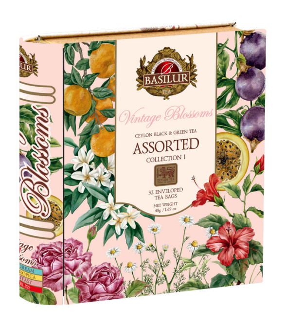 BASILUR Vintage Blüten Buch Sortierdose 32x1,5g | Grüner Tee | Teapur